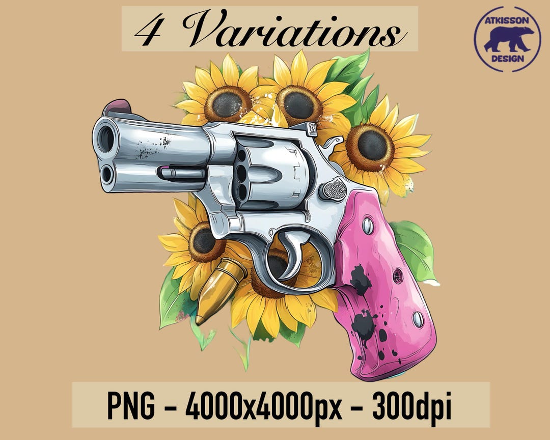 Floral Pink Girls Revolver PNG Sublimation Clipart Western Women T ...