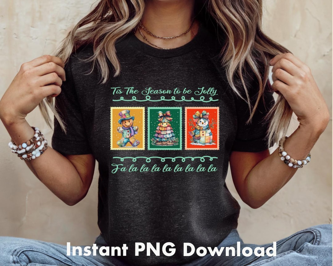 Christmas Patchwork Characters PNG SVG: Quilt T-shirt Design (digital ...