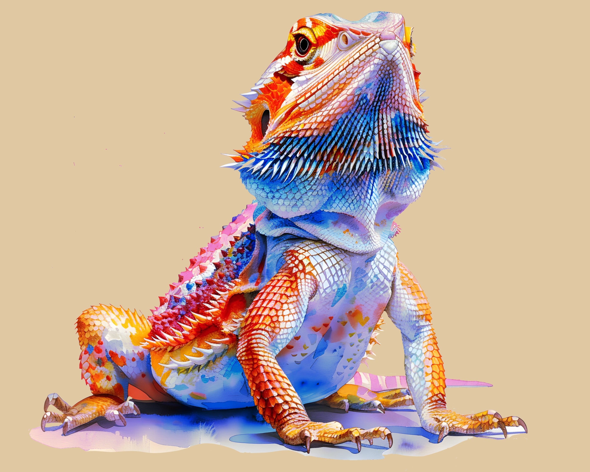PNG Bearded Dragon Watercolor Clipart, Lizard Sublimation Design ...
