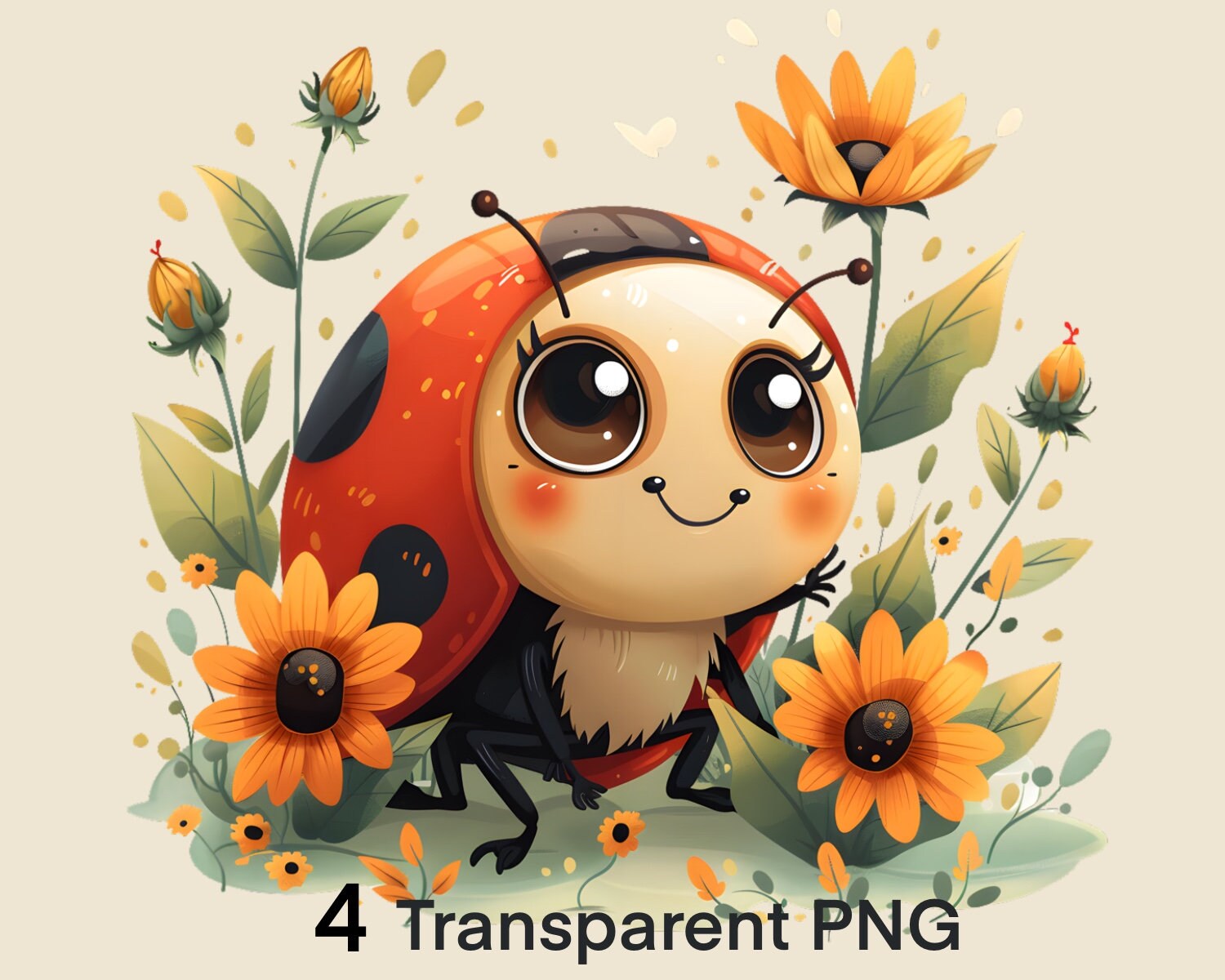 Lady Bug Clip Art Cute Lady Bug Beetle Png Art Summer Gardening Clipart ...