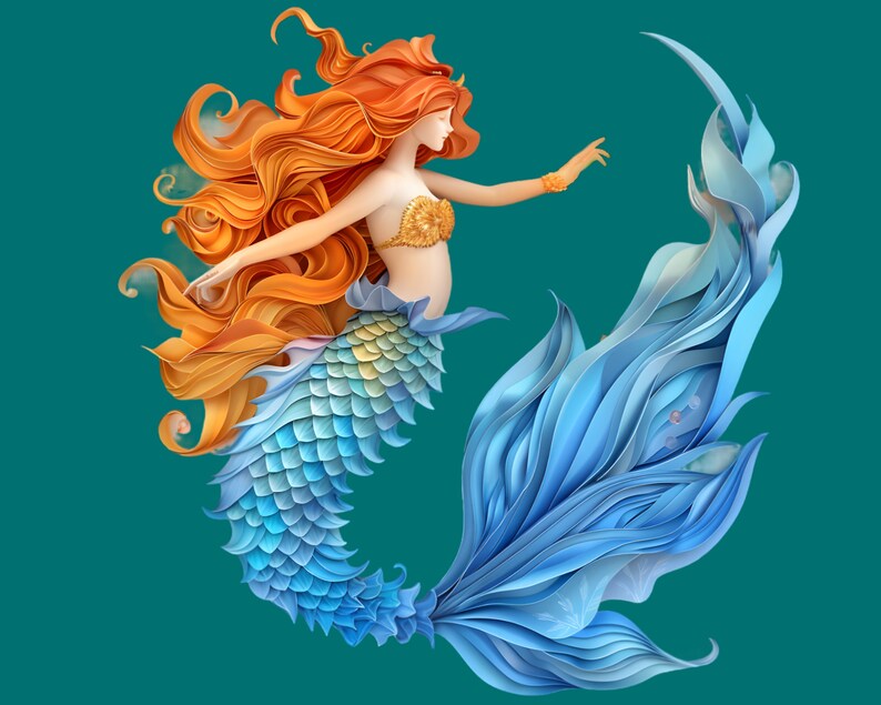 Mermaid Clipart Mermaid Vector Graphics SVG Mermaid Printable Pdf ...