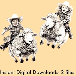 Kids Rodeo Event PNG Sublimation Design Mutton Busting Vector Clipart ...