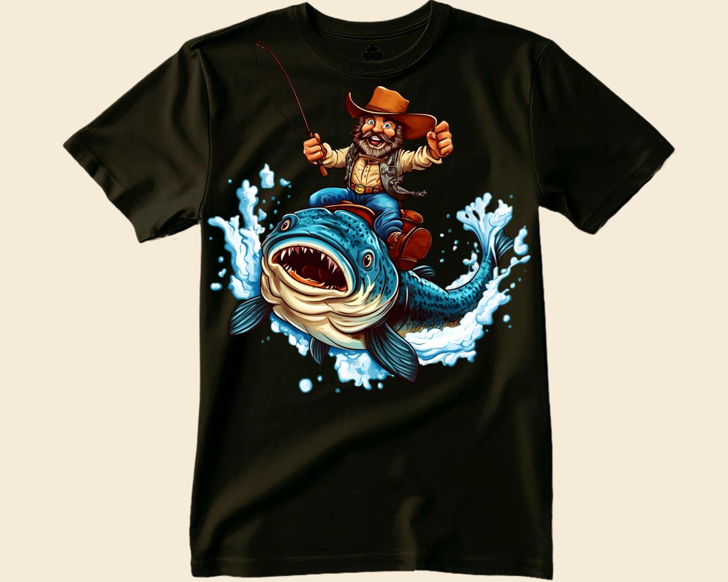 Catfish Cowboy PNG Sublimation Design Funny Fishing Cartoon PNG Clipart ...