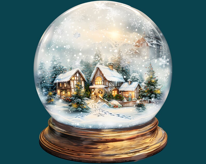 Christmas Snow Globe Clipart Winter Scene SVG Vector Graphics Snowy Hi ...