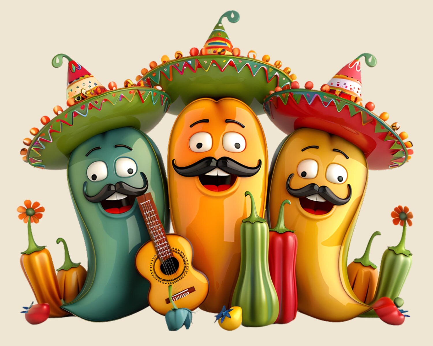 Clipart Cactus Colorful Chili Peppers Cartoon Tacos Mexico SVG Holiday ...