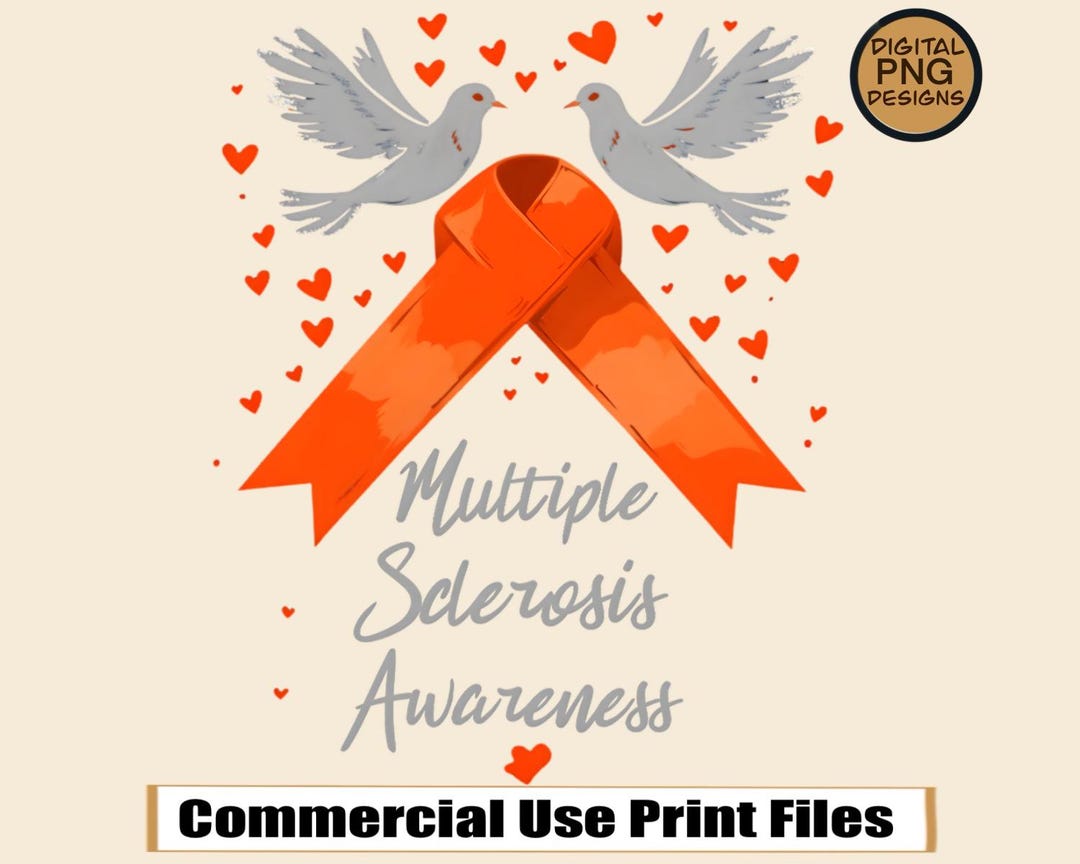 Multiple Sclerosis Awareness PNG SVG Sublimation Design Doves & Hearts ...