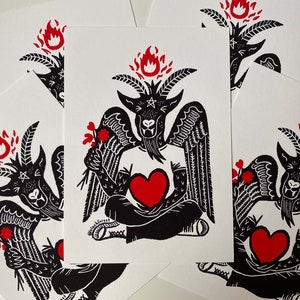 Baphomet Demon Postcard/a6 Art Print. Devil Love Wall Art. - Etsy