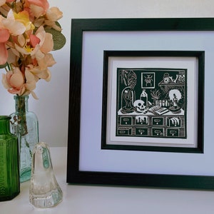 The Apothecary. Spooky Linocut Print. Drawlloween Halloween Artwork ...