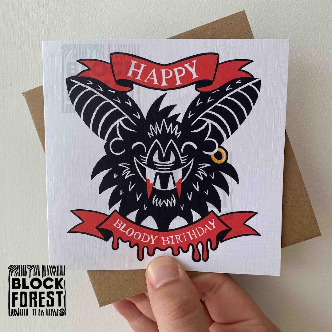 Happy Bloody Birthday Card. Celebration Card for Goths and Horror ...