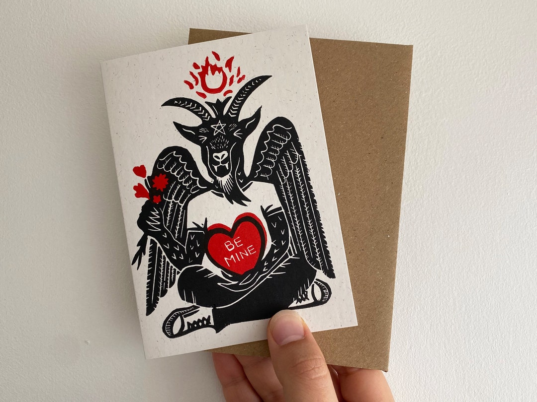Baphomet Be Mine. Gothic Valentines Love Card. Creepy, Scary, Cute Hand ...
