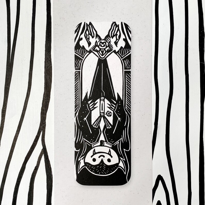 Linocut Dracula Bookmark. Vampire Bat. Bram Stoker. Horror - Etsy