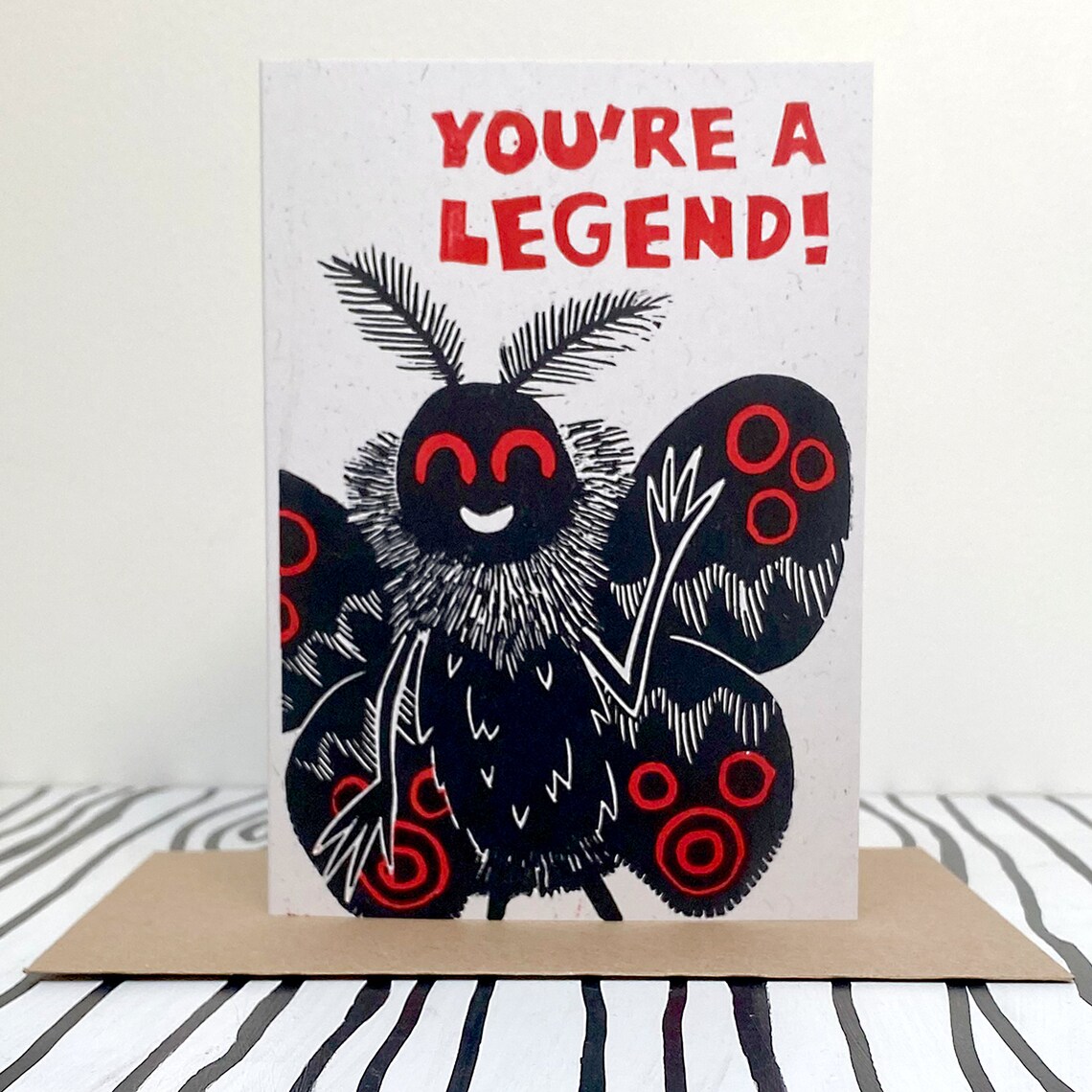 You're A Legend Mothman Linocut Card. Hand Printed for - Etsy