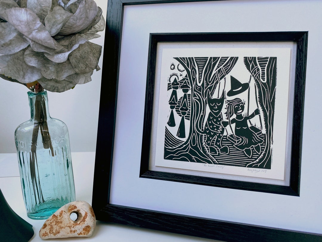Witchcraft Wall Art. Linocut Goth Home Decor. the Coven Swing. - Etsy