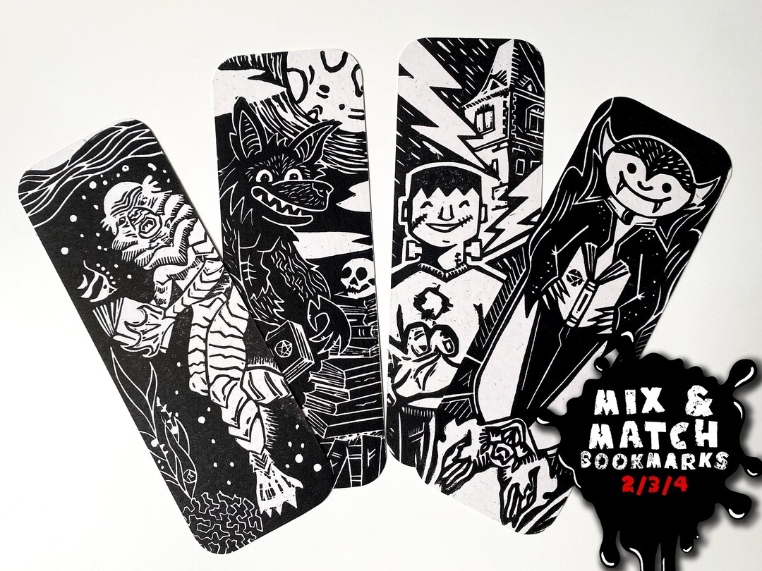 Mix & Match Linocut Horror Bookmarks. Gothic Literature and Hollywood ...