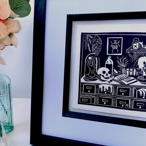 The Apothecary. Spooky Linocut Print. Drawlloween Halloween Artwork ...