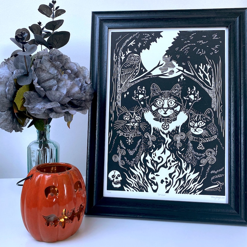 Cat Witch Coven Print - Etsy UK