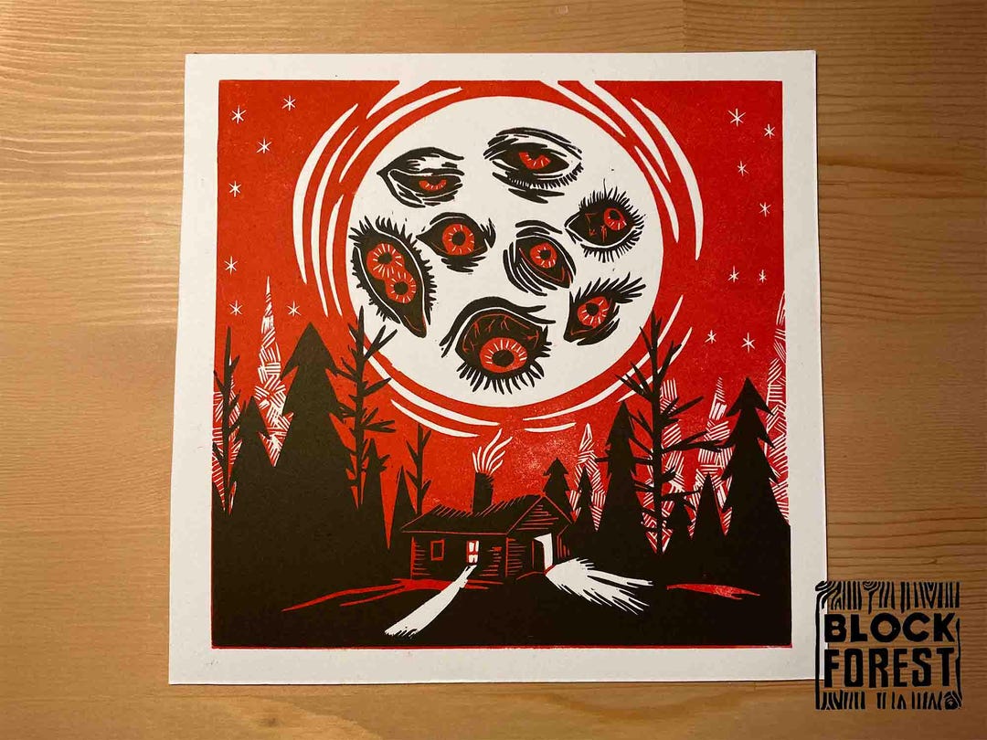 Eldritch Horror Linocut Print: Always Watching, Cabin in the Woods Art ...