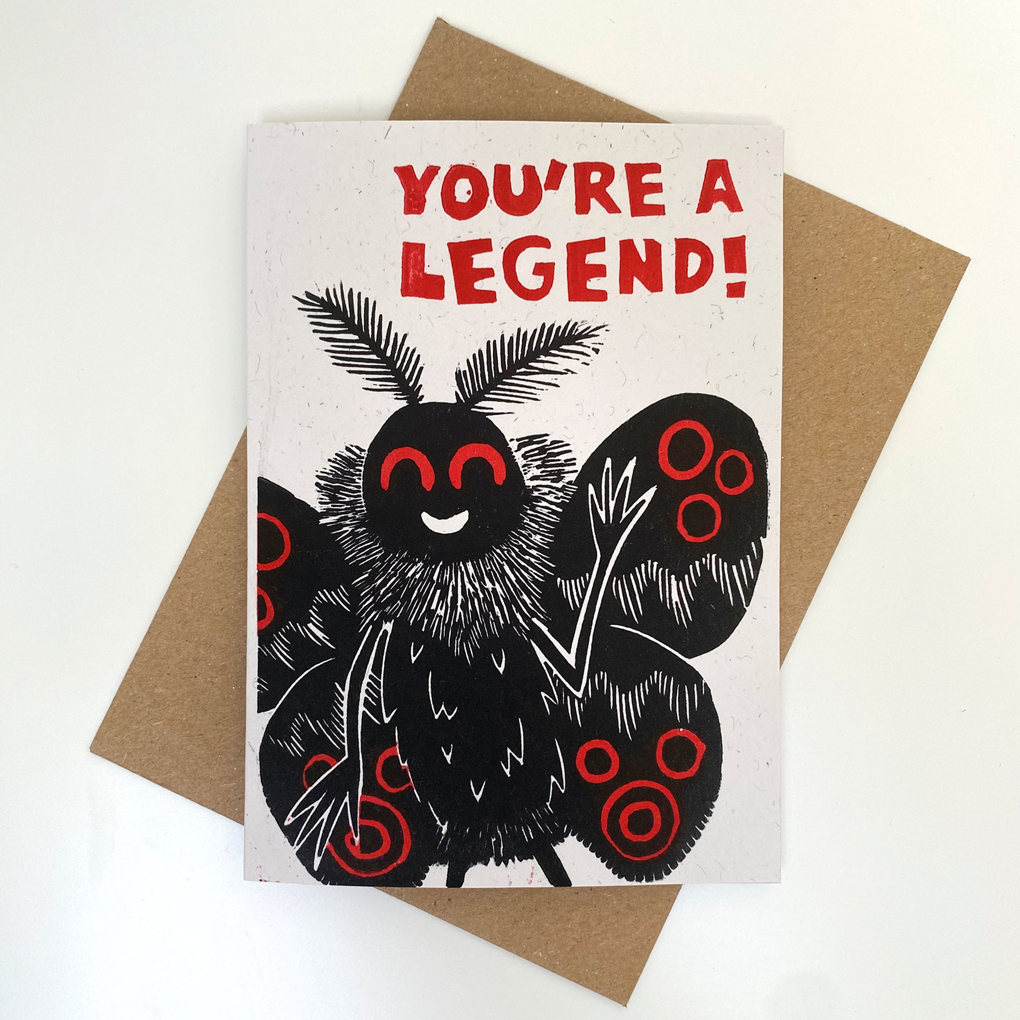 You're A Legend Mothman Linocut Card. Hand Printed for - Etsy