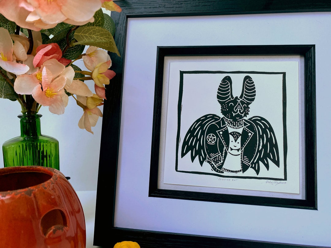 Vampire Bat Linocut Print From My 'horror High' - Etsy UK