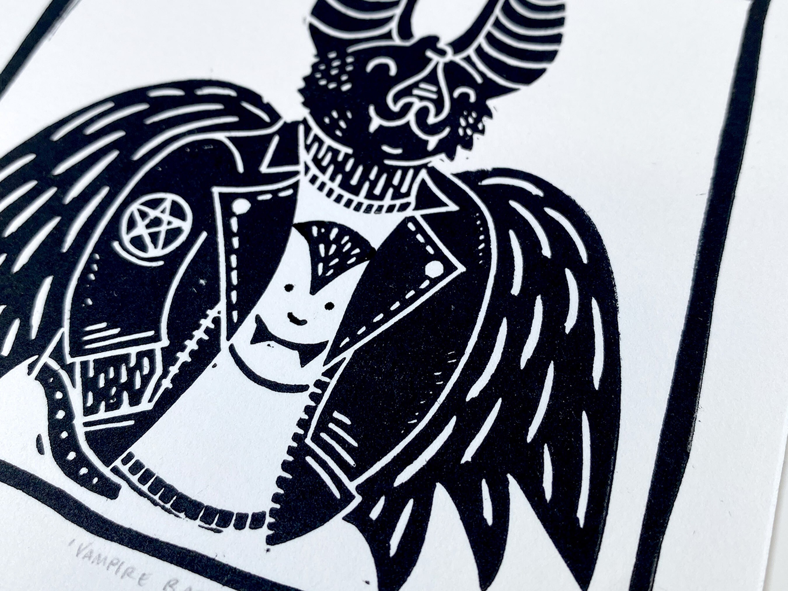 Vampire Bat Linocut Print From My 'horror High' - Etsy UK