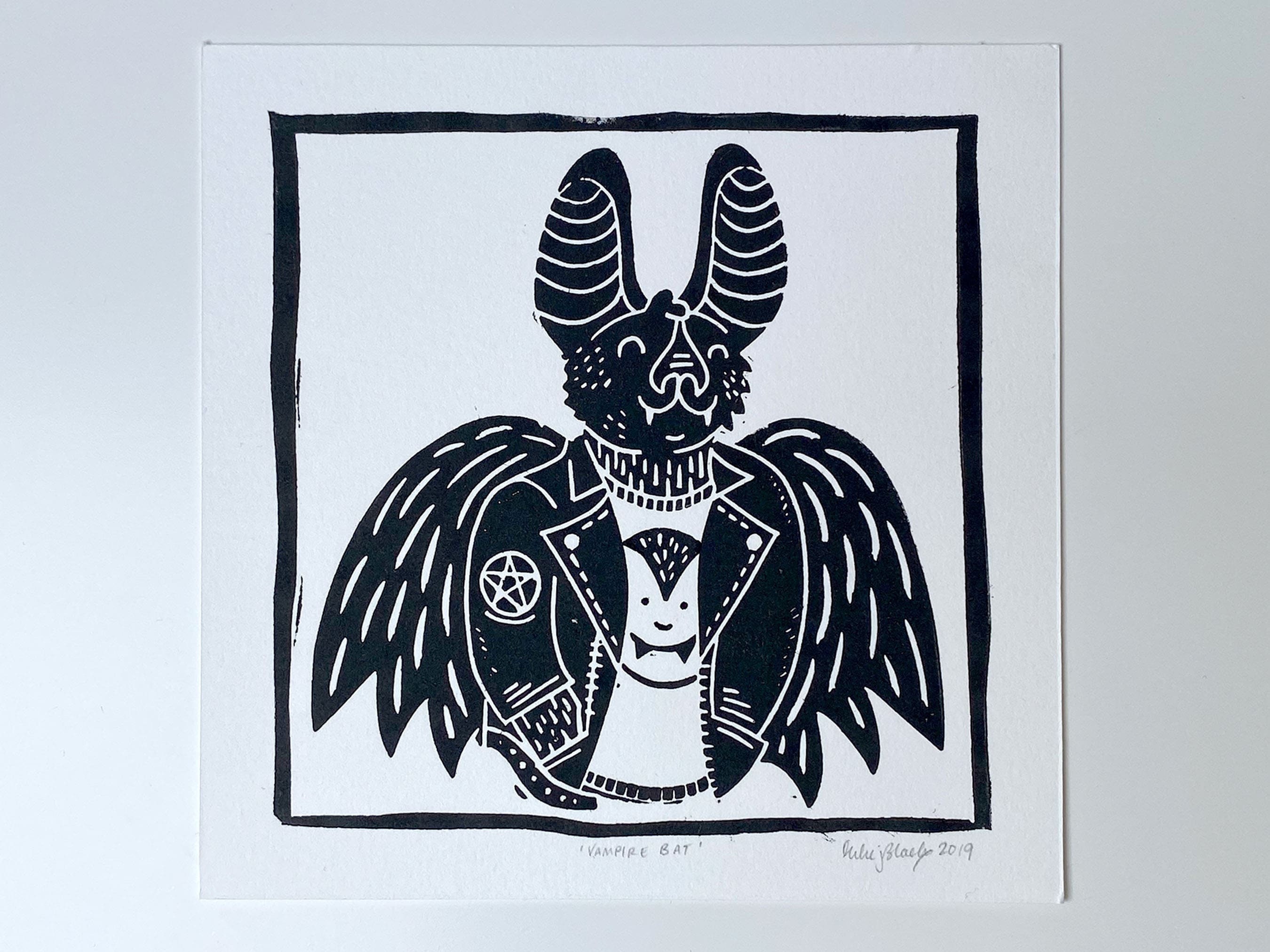 Vampire Bat Linocut Print From My 'horror High' - Etsy UK