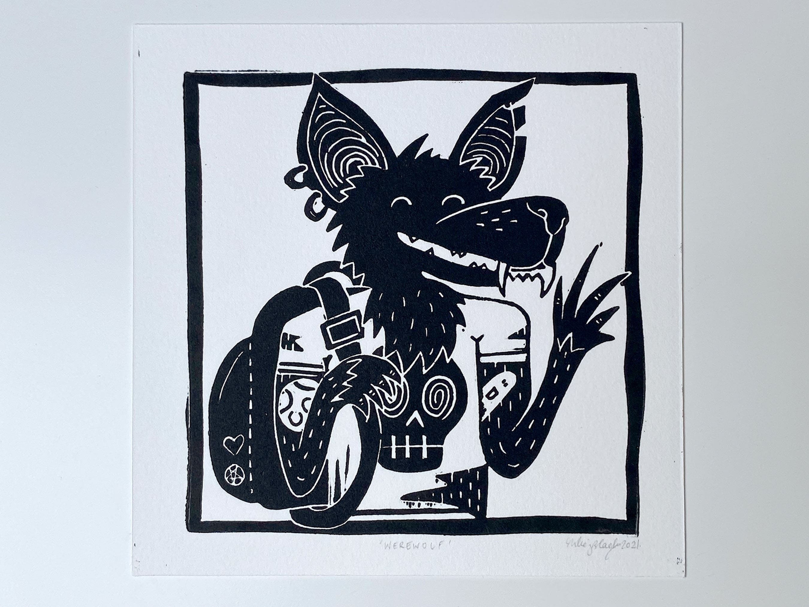 Horror High Werewolf. Monster Linocut Print. LGBTQIA Wall - Etsy