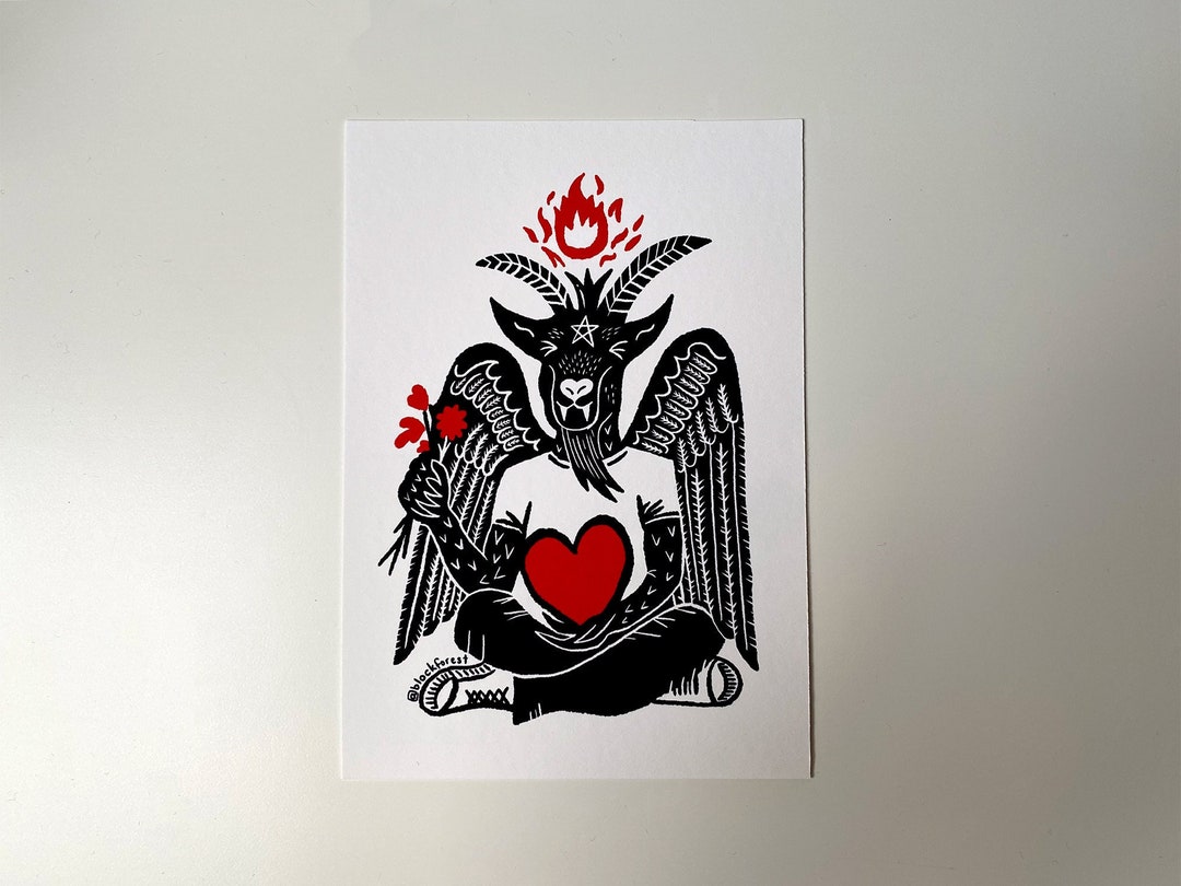 Baphomet Demon Postcard/a6 Art Print. Devil Love Wall Art. - Etsy
