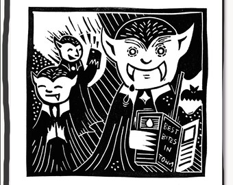 The Apothecary. Spooky Linocut Print. Drawlloween Halloween | Etsy