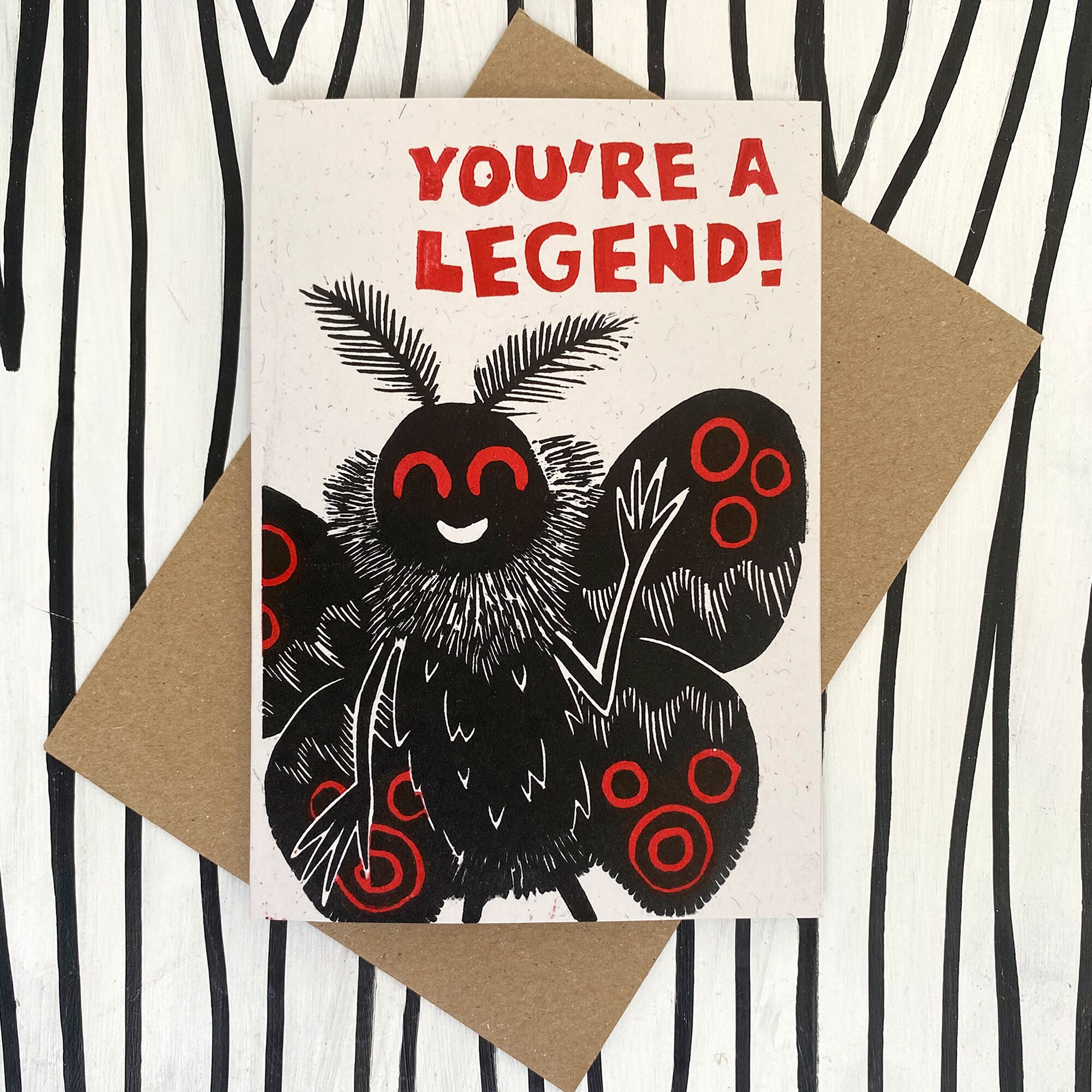 You're A Legend Mothman Linocut Card. Hand Printed for - Etsy
