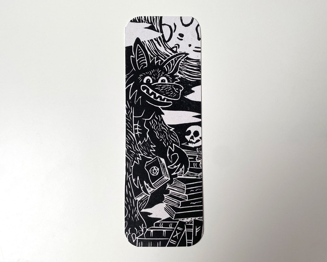 Linocut Werewolf Bookmark. Horror Gothic Literature Book Worm Gift ...