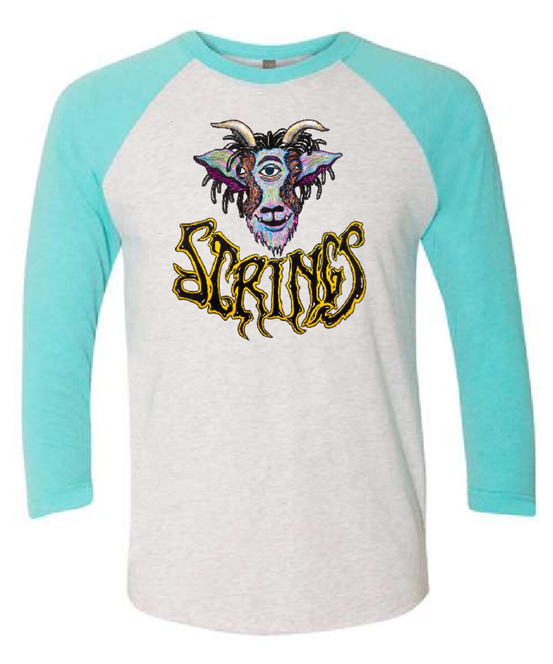 Dread Goat With Yellow strings Lettering Teal 3/4 - Etsy