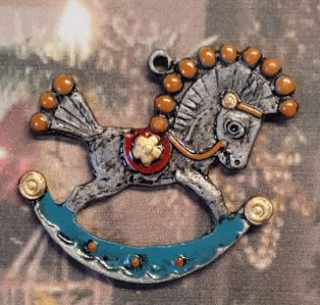 Victorian Style Pewter Ornament: Rocking Horse- Hand Cast & Painted - Etsy