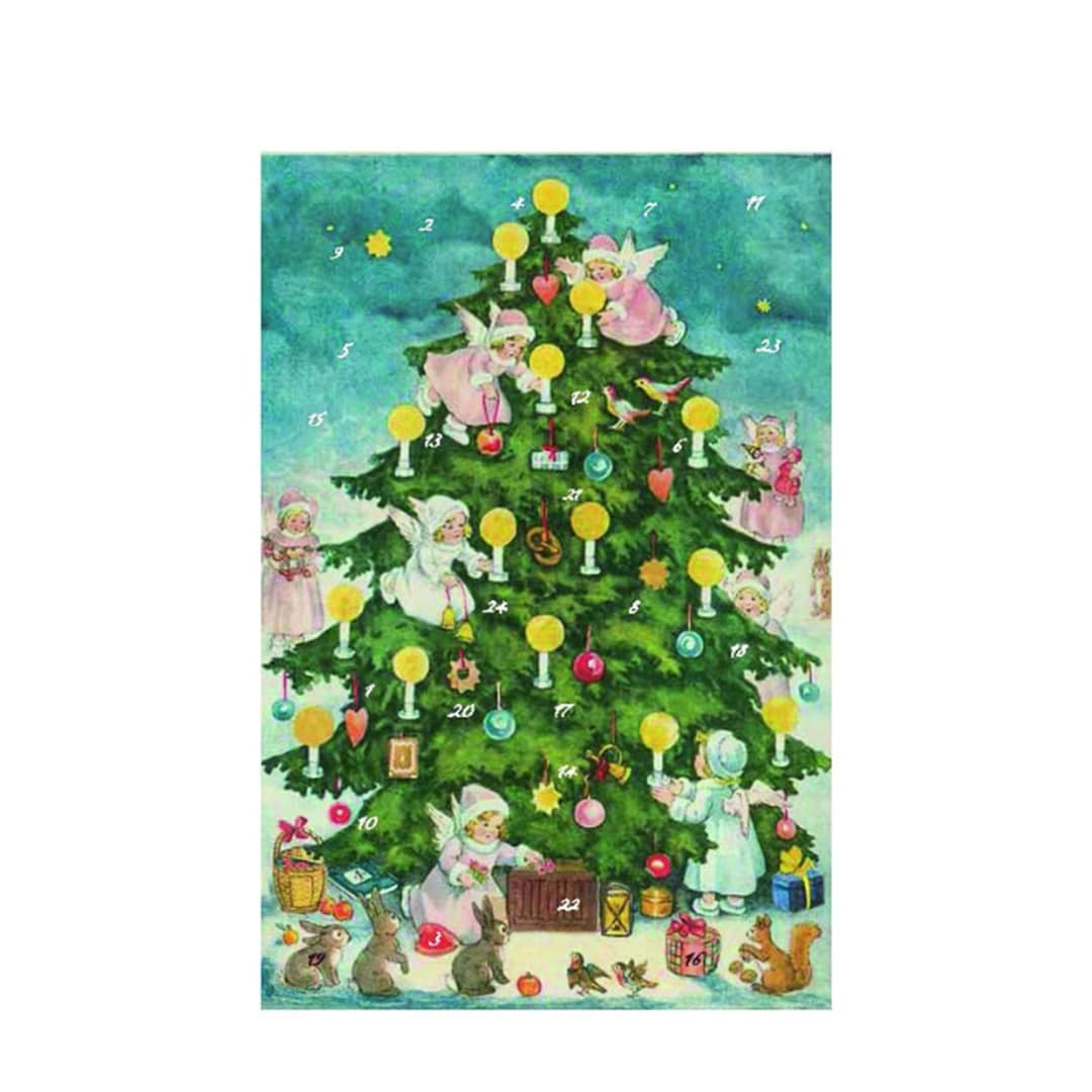 German Christmas Card / Advent Calendar - Angels in Christmas Tree - Etsy
