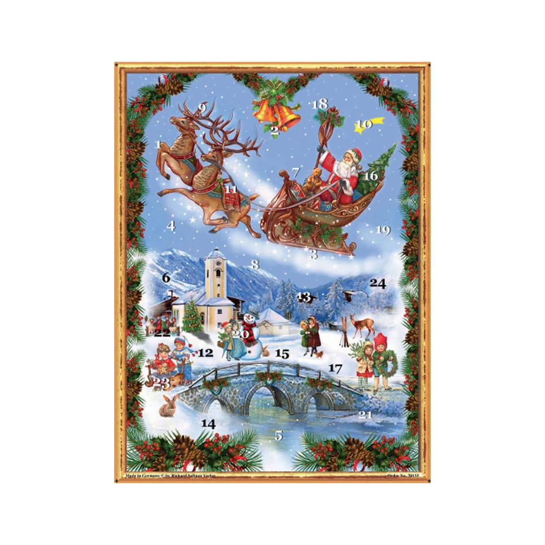 German Advent Calendar - Santa's Sleigh Flying - Etsy