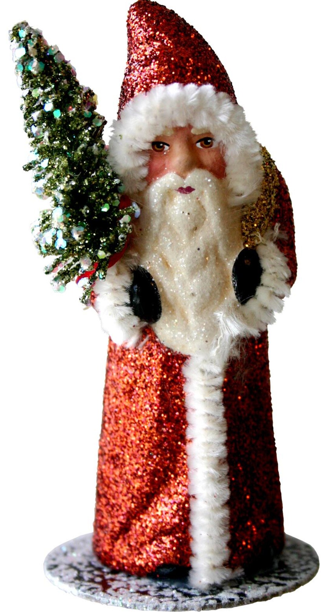 Ino Schaller Paper Mache Candy Container - Santa W/ Tree, Copper ...