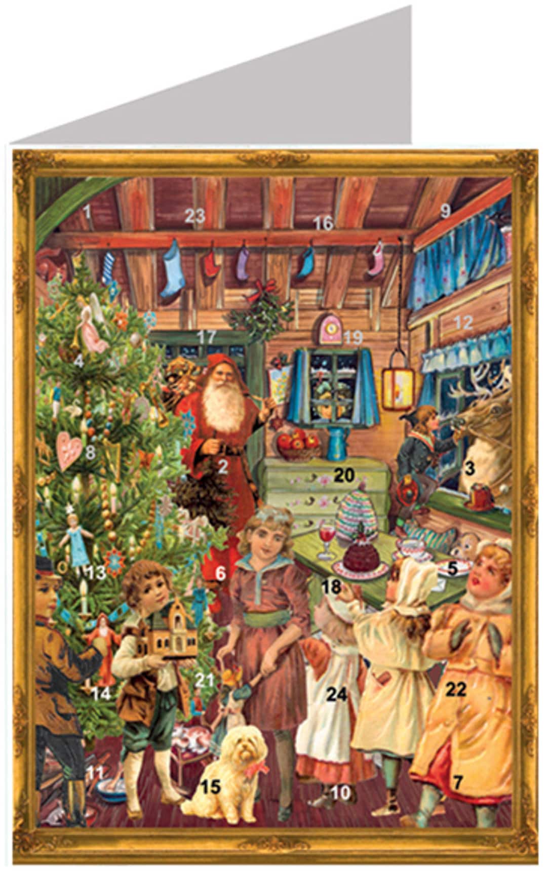 German Christmas Card / Advent Calendar - Victorian Santa's Workshop - Etsy