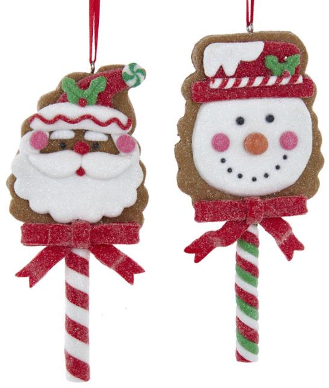 Santa & Snowman Gingerbread Lollipop Ornaments - #D4150, New, From Kurt ...