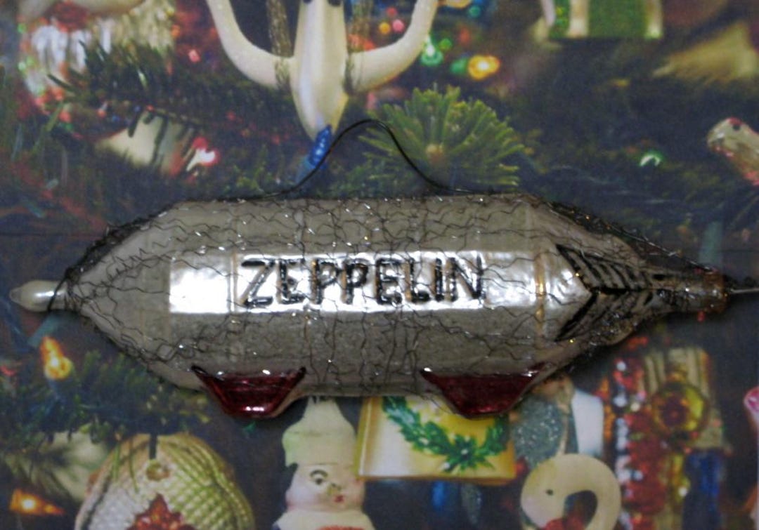 Large Wire Wrapped Zeppelin: Vintage Look Hand Blown Glass Ornament ...