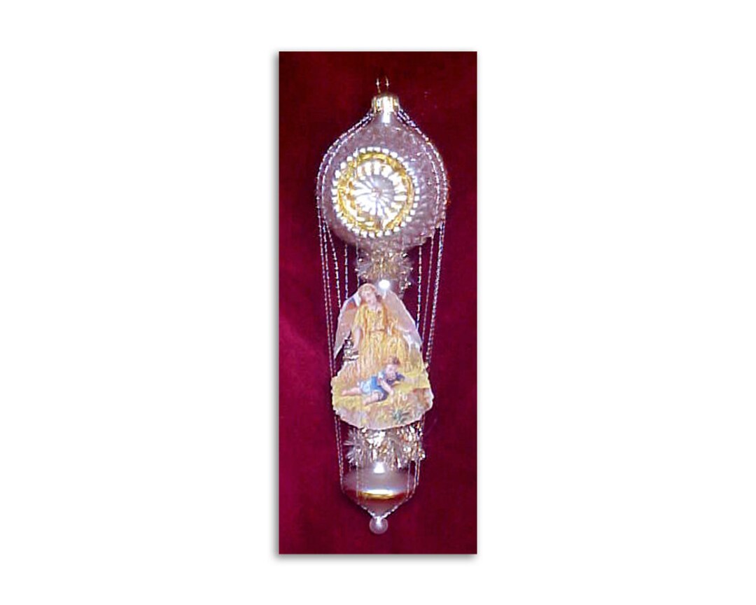 Wire Wrapped Angel on Reflector Balloon - Yellow - Hand Blown Glass ...
