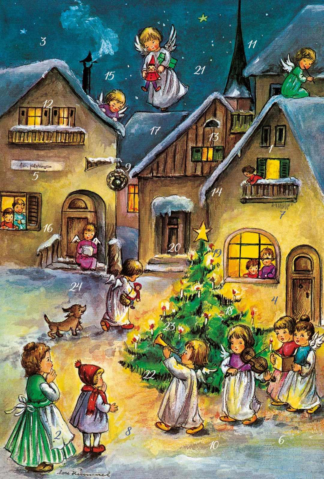 German Christmas Card/advent Calendar - Angel Chorus - Etsy