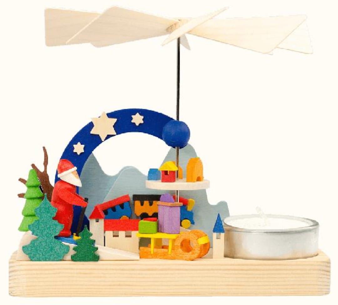 German Erzgebirge Pyramid / Candle Spinner: "santa's Visit" by Graupner ...