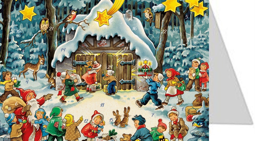 German Christmas Card/advent Calendar Woodland Nativity - Etsy