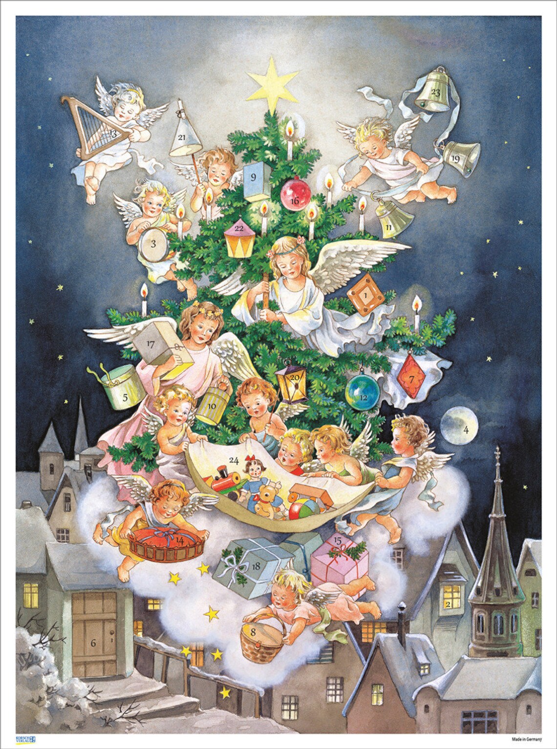 German Advent Calendar Angels From Heaven on High - Etsy