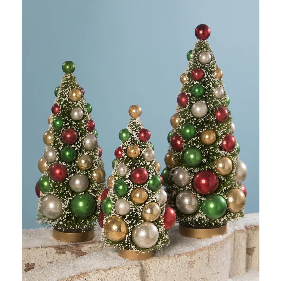 Bethany Lowe Traditional Bottle Brush Trees, Set of Three LC9548 New - Etsy