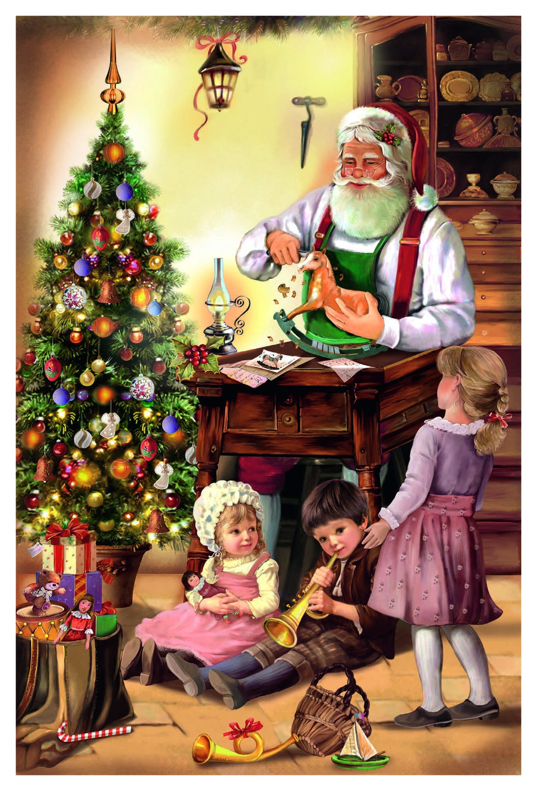 German Christmas Card / Advent Calendar - Visiting Santa's Workshop - Etsy