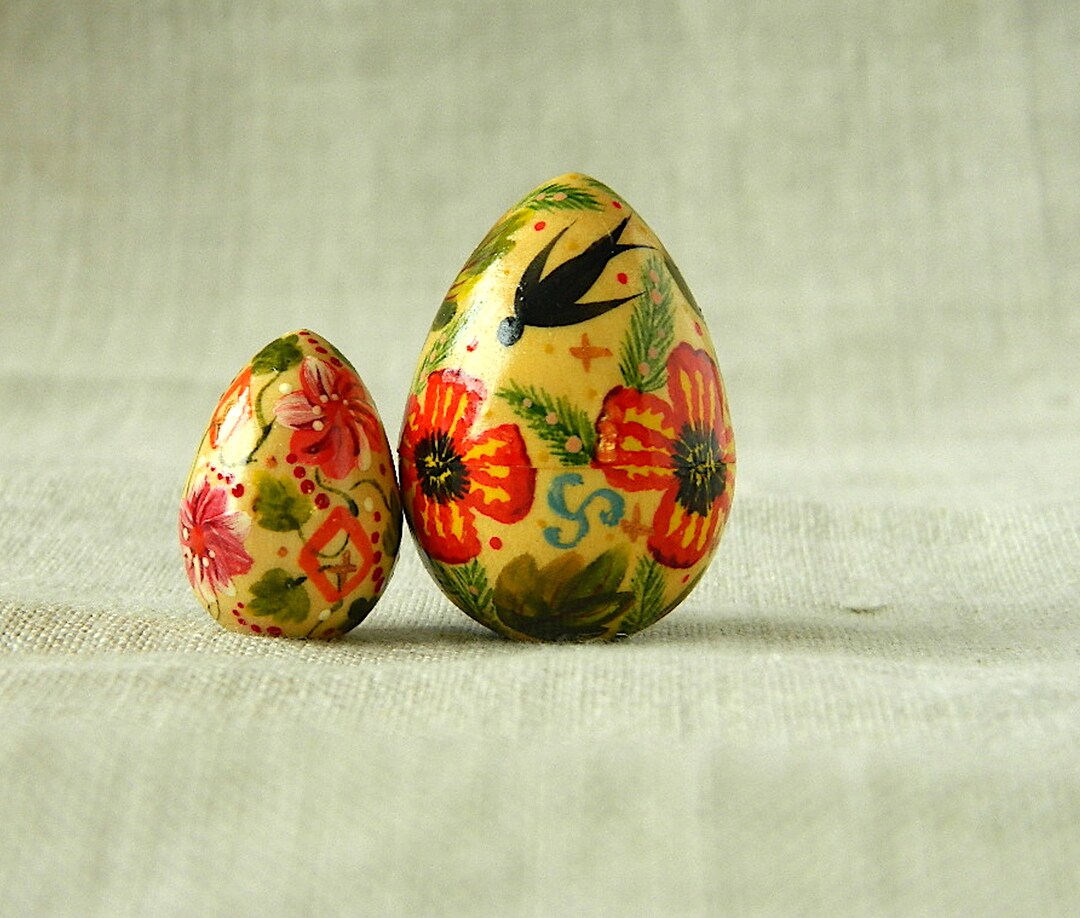 Hand Painted Wood Eggs Set of 2 Keepsake Egg Gift for Mom and Dad ...