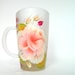 Cafe Mug Rose Coffee Mug Hand Painted Pink Frosted Glass Mug Botanical ...