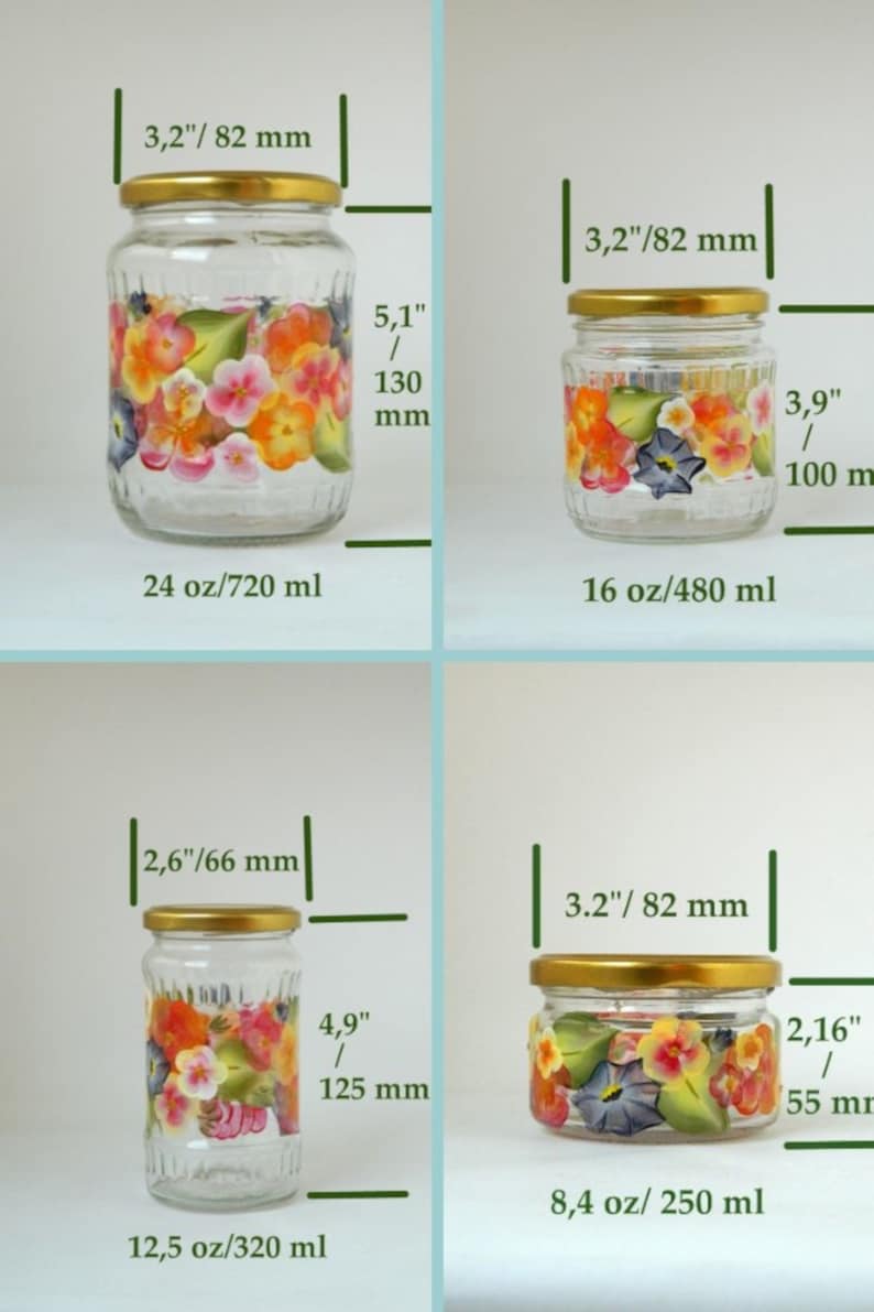 Colorful Kitchen Canisters Set of 4 Glass Cookie Jar Hand - Etsy