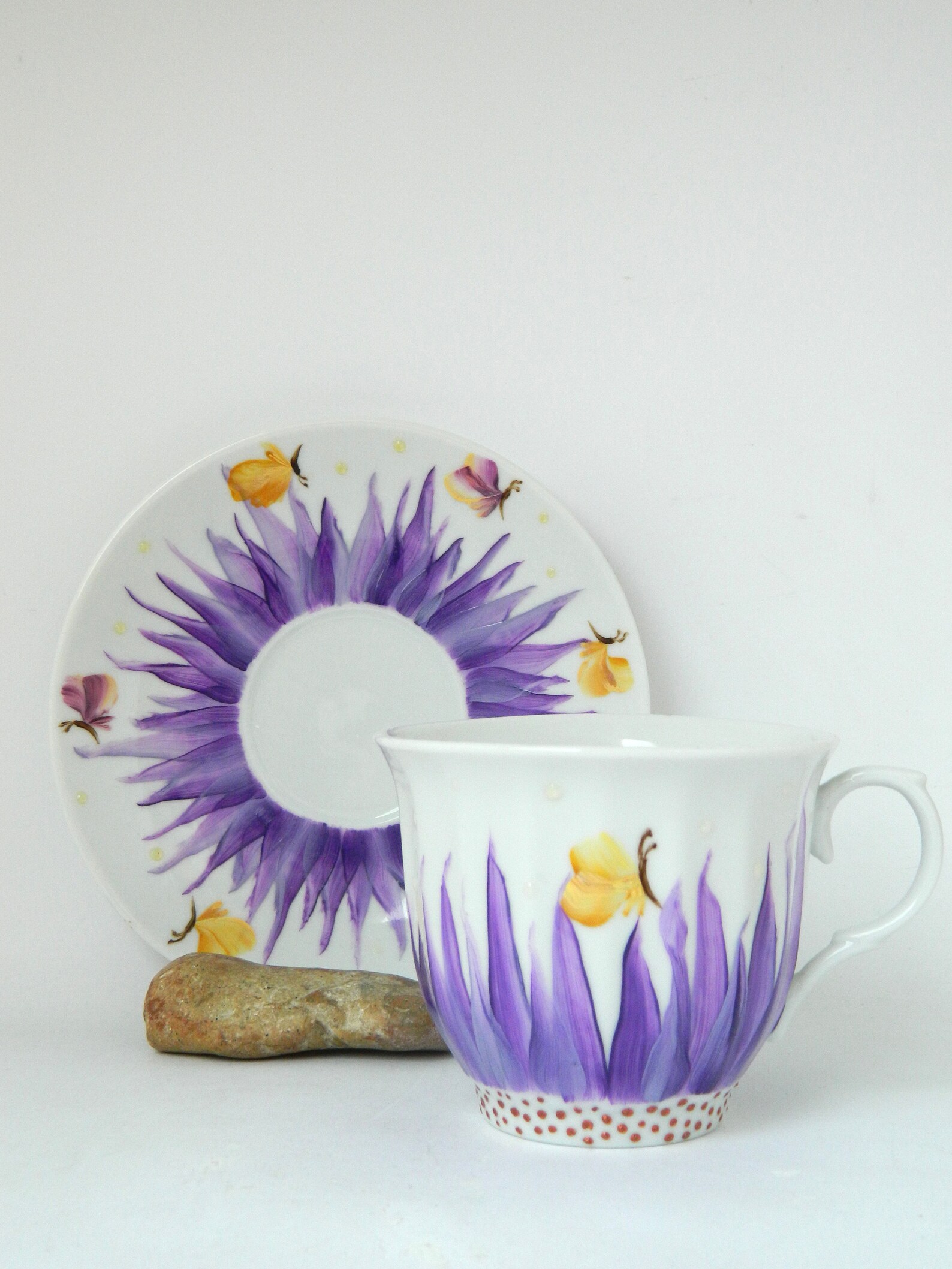 Purple Tea Set Women-violet Teacup and Saucer Porcelain - Etsy