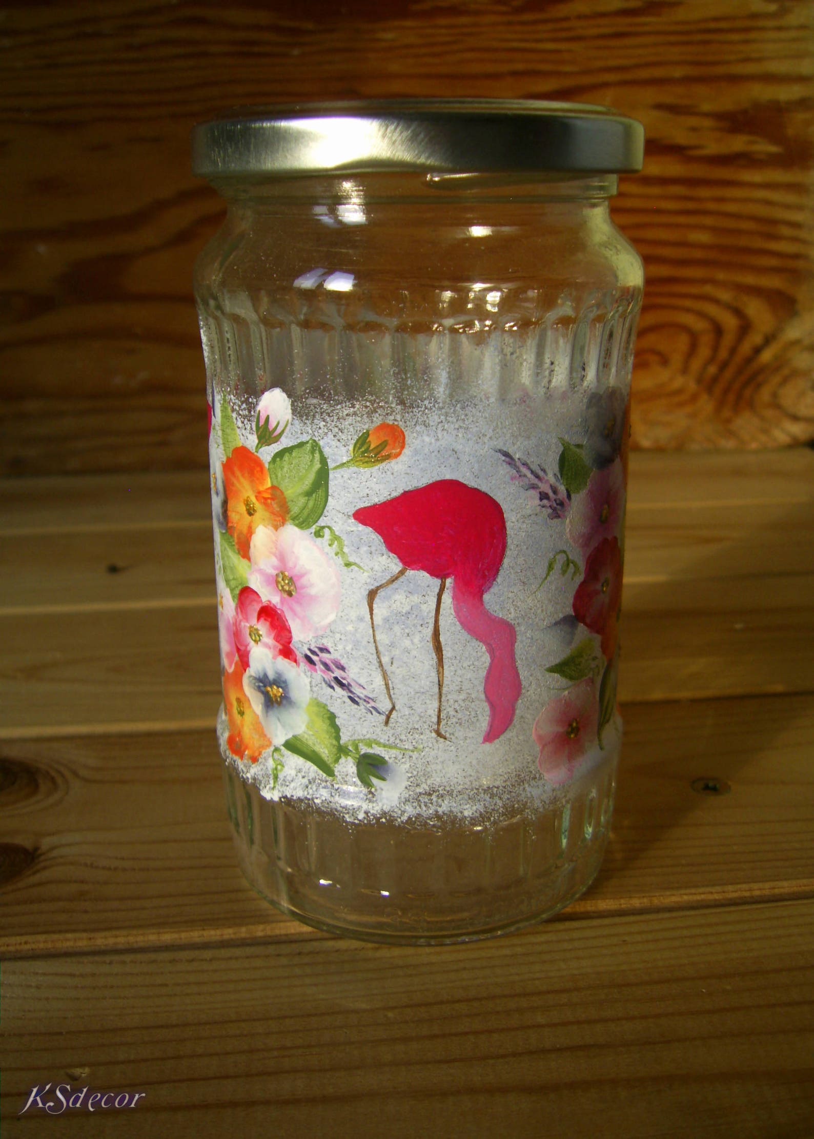 Painted Glass Jars With Pink Flamingo Decor SMALL Glass Cookie - Etsy
